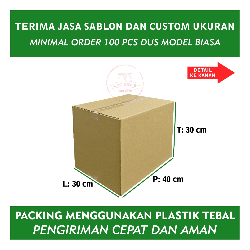 Jual Kardus Box Karton Packing Polos 40x30x30 Double Wall | Shopee ...