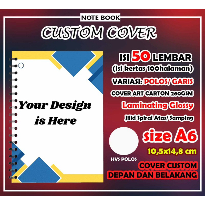 Jual Notes Custom A6 POLOS / GARIS Isi 50 Lembar - Min. Pemesanan 8 pcs ...