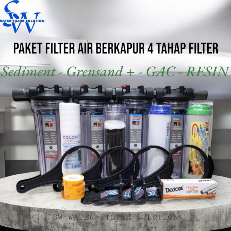 Jual PAKET FILTER AIR SUMUR ATAU PDAM BERKAPUR 4 TAHAP / PAKET FILTER 4 ...
