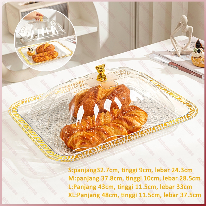 Jual Set Nampan dan Tutup Roti Emas Mewah Aesthetic/ONE SET Kotak Roti ...