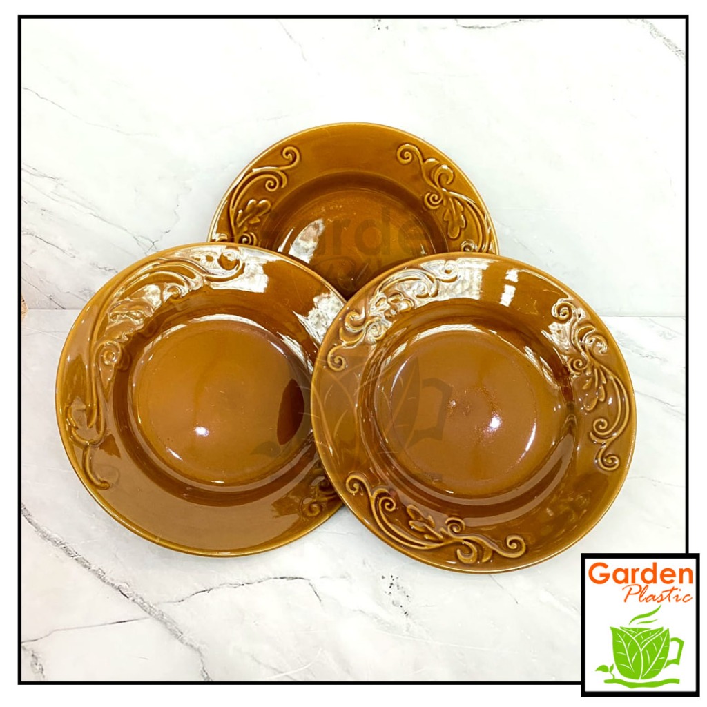 Jual PIRING MAKAN KERAMIK / PIRING MAKAN COKLAT / PIRING MAKAN MOTIF ...