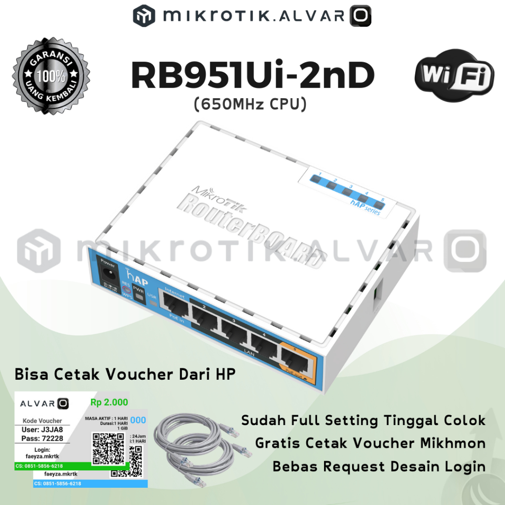 Jual MikroTik Router Wireless RB951Ui-2nD Full Setting Hotspot Voucher ...