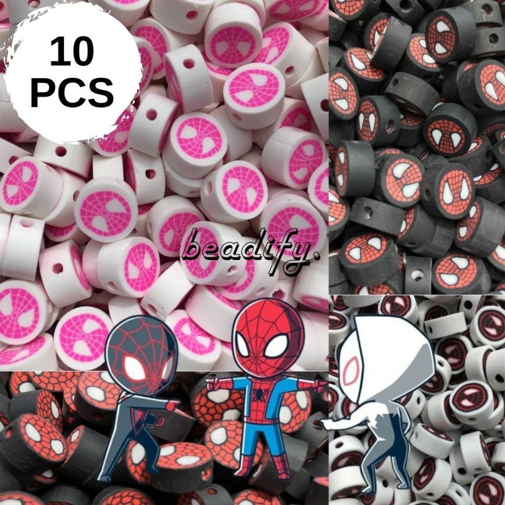 Jual Manik Spiderman Miles & Gwen Polymer untuk Gelang Couple Pasangan ...