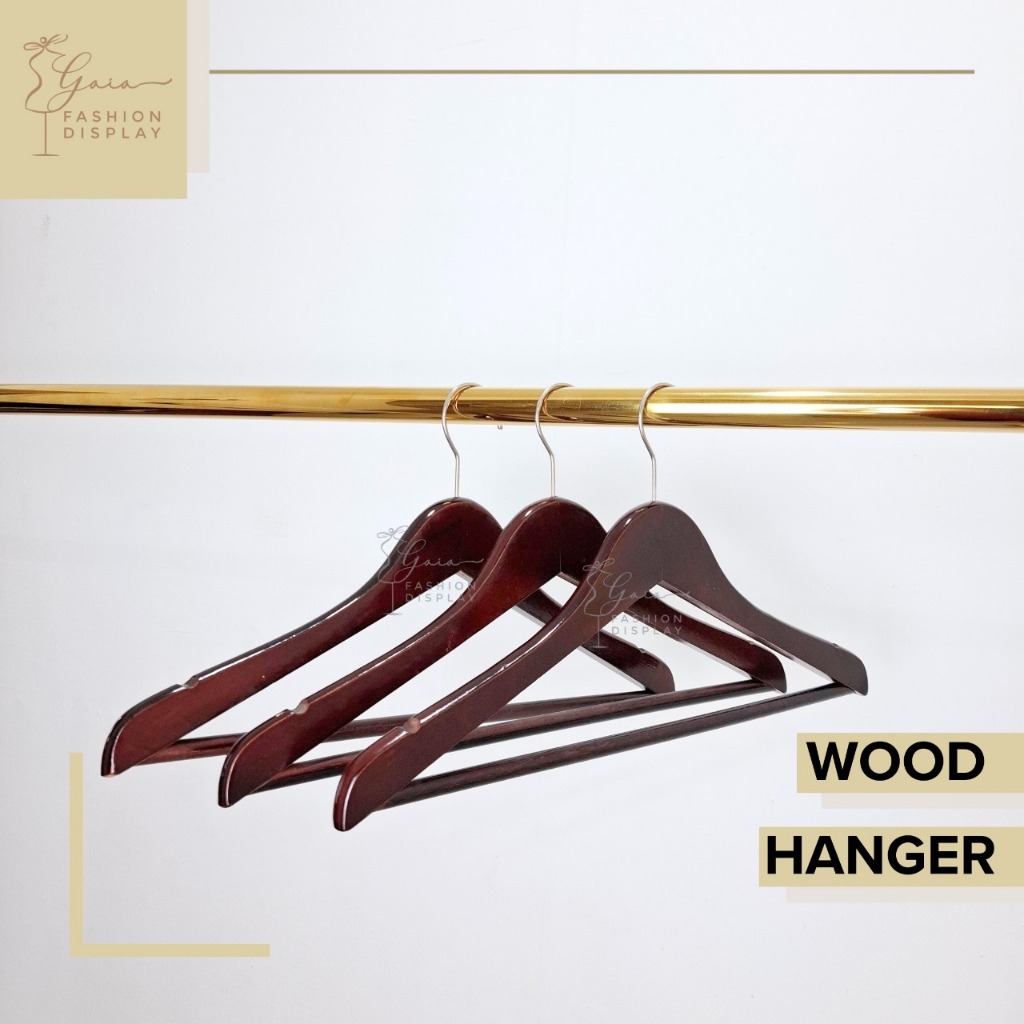 Jual Hanger Kayu Palang Wallnut Coklat Tua/Gantungan Baju Kayu Pakai ...