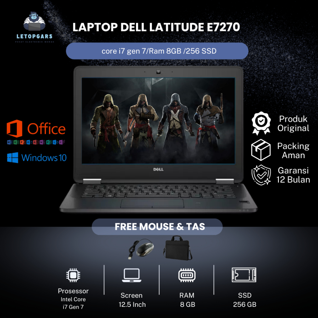 Jual Dell latitude E7270 core i7 gen 7/Ram 8GB /256 SSD | Shopee Indonesia