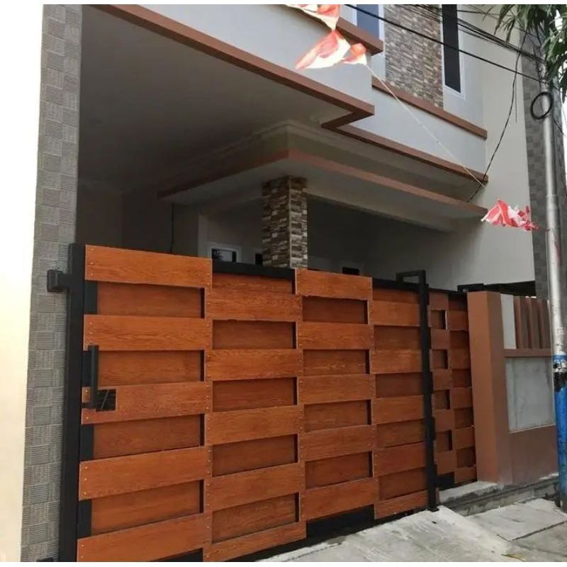 Jual pagar minimalis moderen besi hollow 4x6 plank grc | Shopee Indonesia