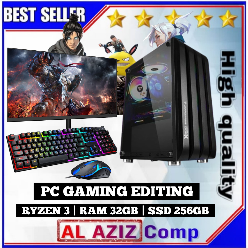 Jual PC Gaming Fullset 24 Inch Design AMD Ryzen 3 3200G VGA Radeon ...