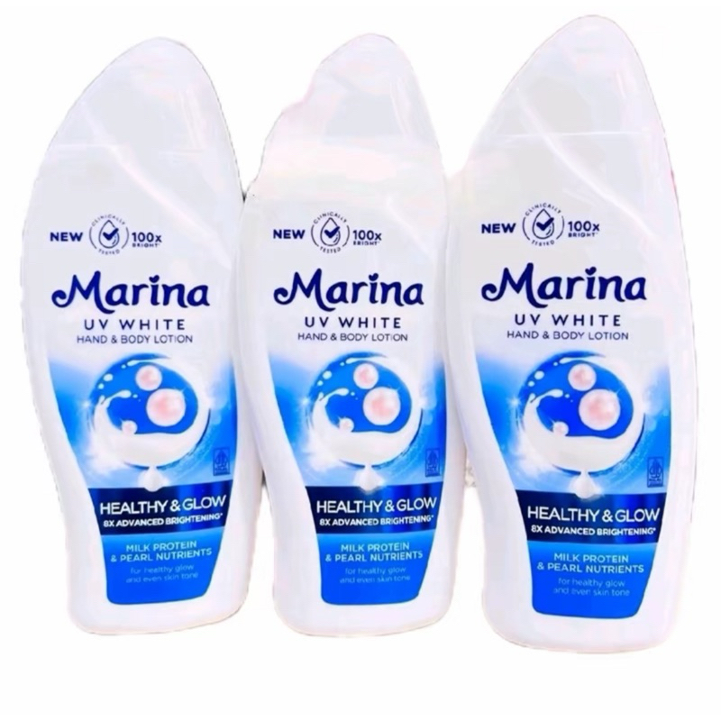 Jual [3PCS] 185 ML MARINA HEALTHY AND GLOW BIRU MARINA HAND AND BODY ...