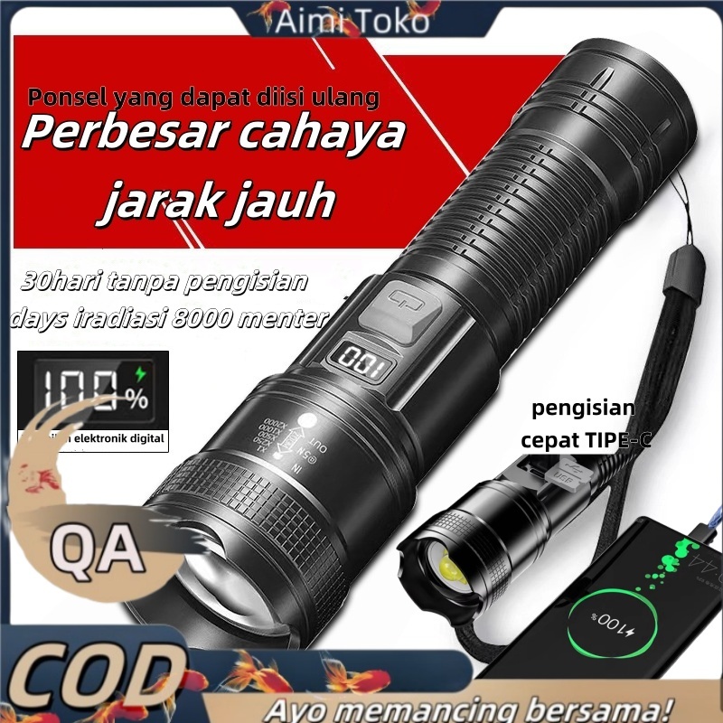 Jual AIMI Senter tahan air tahan lama Upgraded 80000 jarak jauh zoom putar senter LED super ...