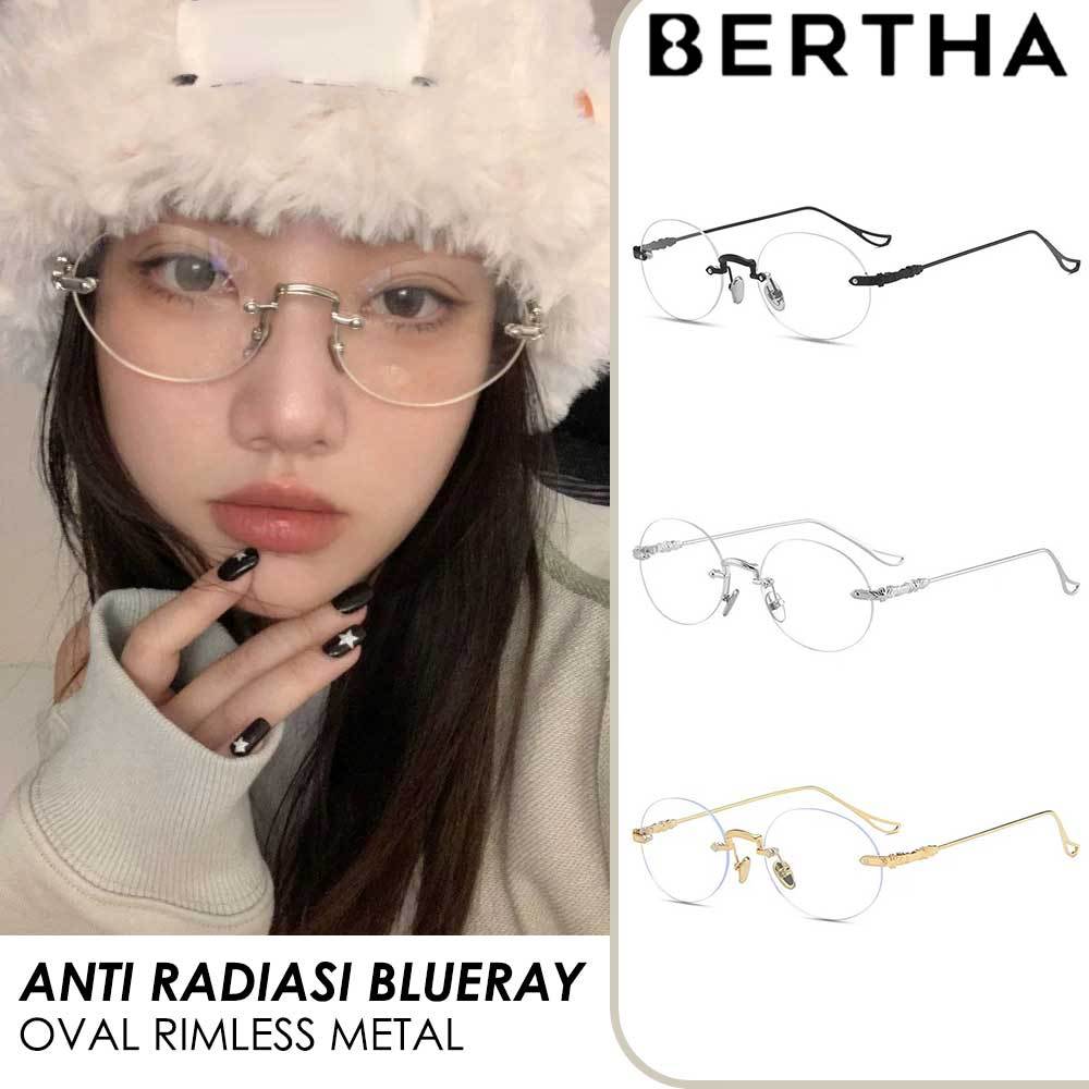 Jual Bertha Kacamata Antiradiasi Blueray Style Oval Rimless Bahan Metal Kokoh TerBaru Fashion ...