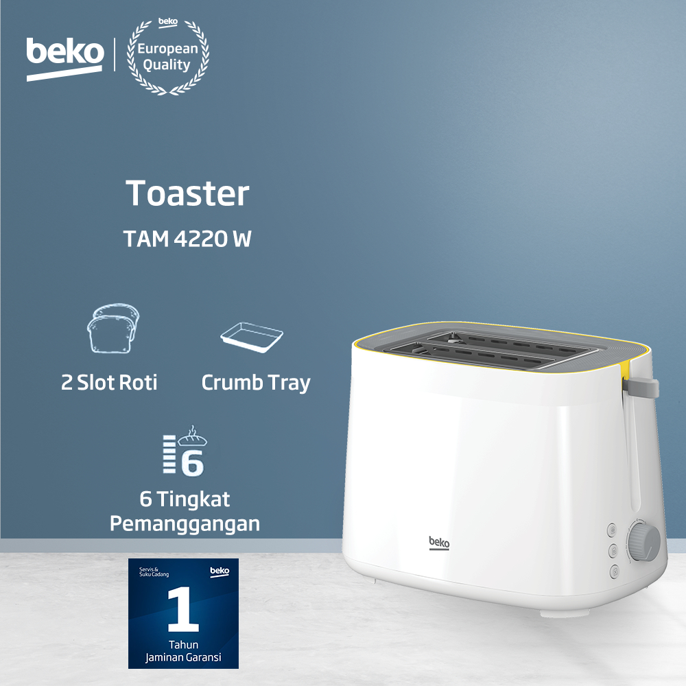 Jual Beko Pemanggang Roti TAM4220W - Toaster Kapasitas 2 Potong Roti ...