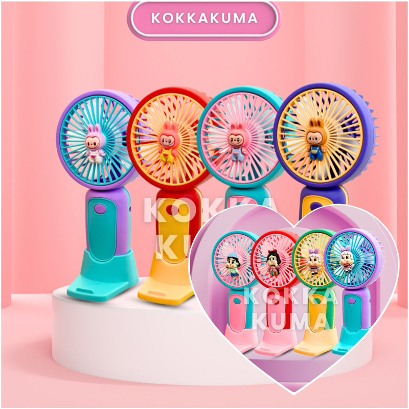 Jual ( KKM ) LABUBU Pop Mart Kipas Portable Lucu Warna Pastel Fan Mini ...