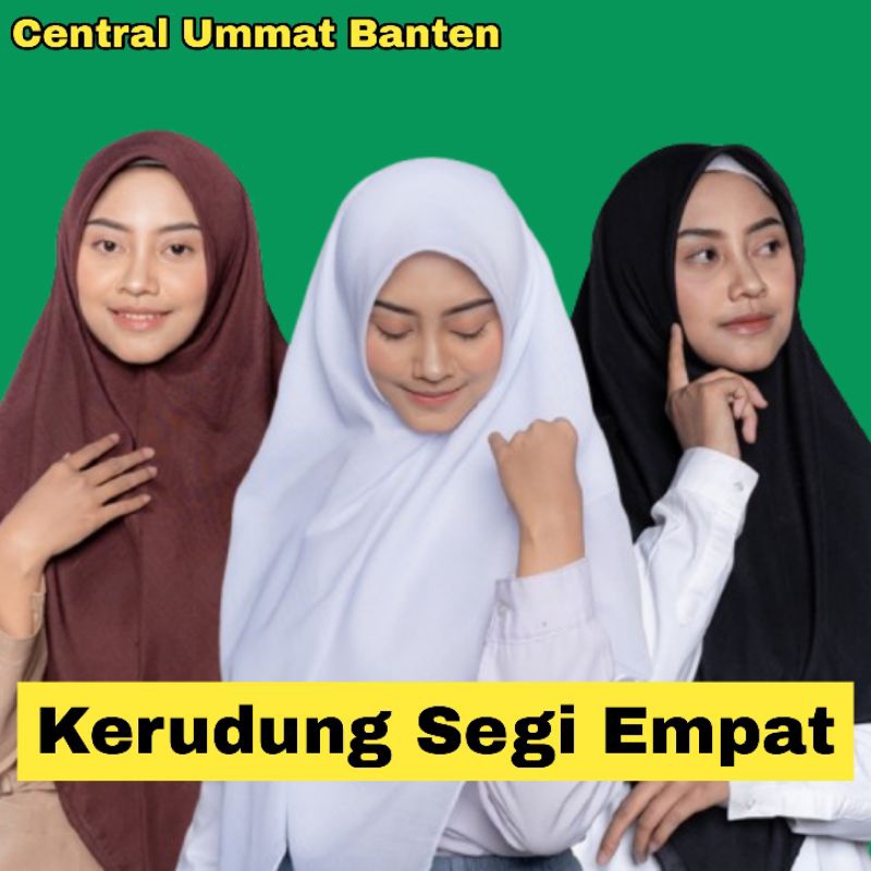 Jual Kerudung Segi Empat Sekolah SMP / SMA Putih Hitam Navy Biru Dongker SMP / MTs Coklat ...