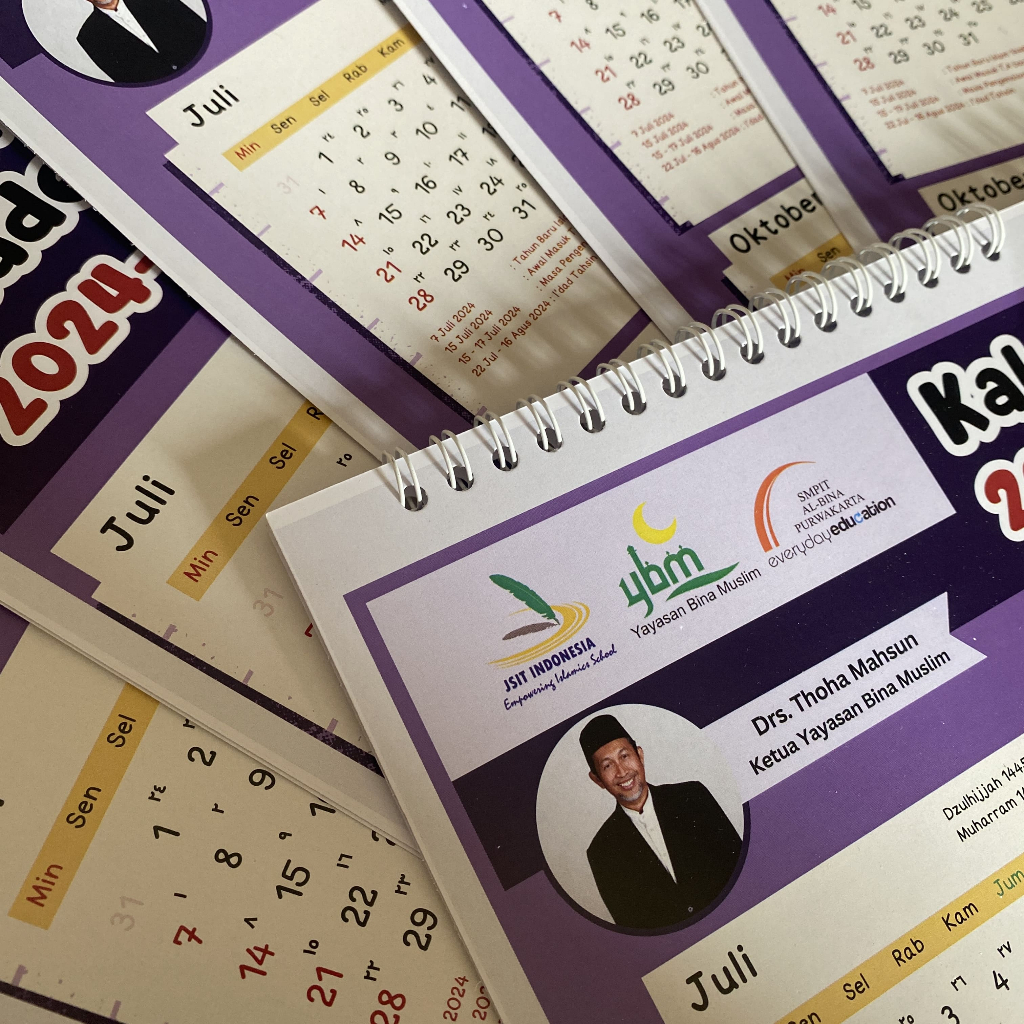 Jual Cetak Kalender Dinding Custom 2025 4 Bulanan isi 3 Lembar Jilid ...
