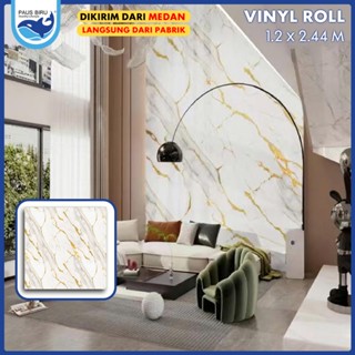 Jual Paus Biru - Wallpaper Dinding Motif Vinyl Marble 120 x 244 cm Foam ...