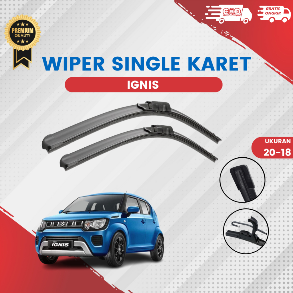 Jual Wiper Frameless Single Karet Mobil IGNIS Ukuran: 20 – 18 INCI ...