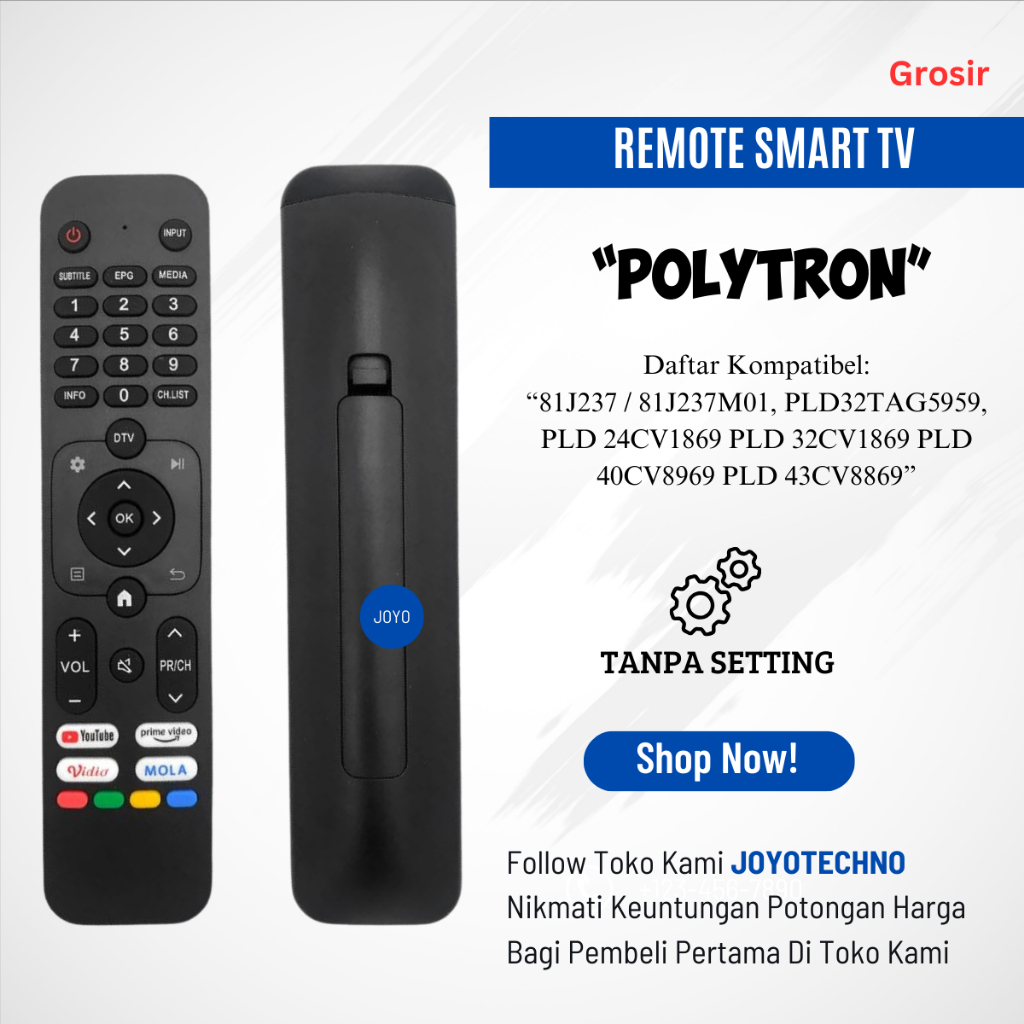 Jual REMOT REMOTE TV LED POLYTRON SMART ANDROID 81J237M01 GRADE ORIGINAL Non Voice | Shopee ...