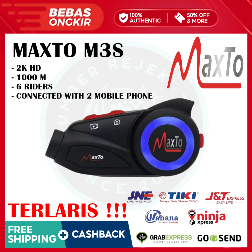 Jual Interkom Maxto M3S Intercom Camera 2K HD Bluetooth Helmet Headset ...