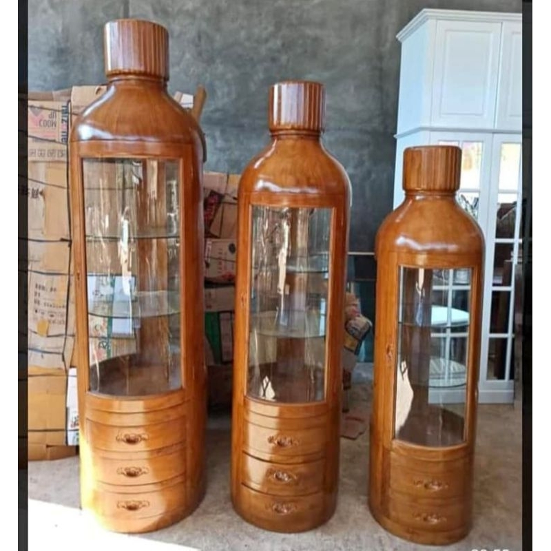 Jual Lemari botol kayu jati/lemari hias botol jati jepara | Shopee ...