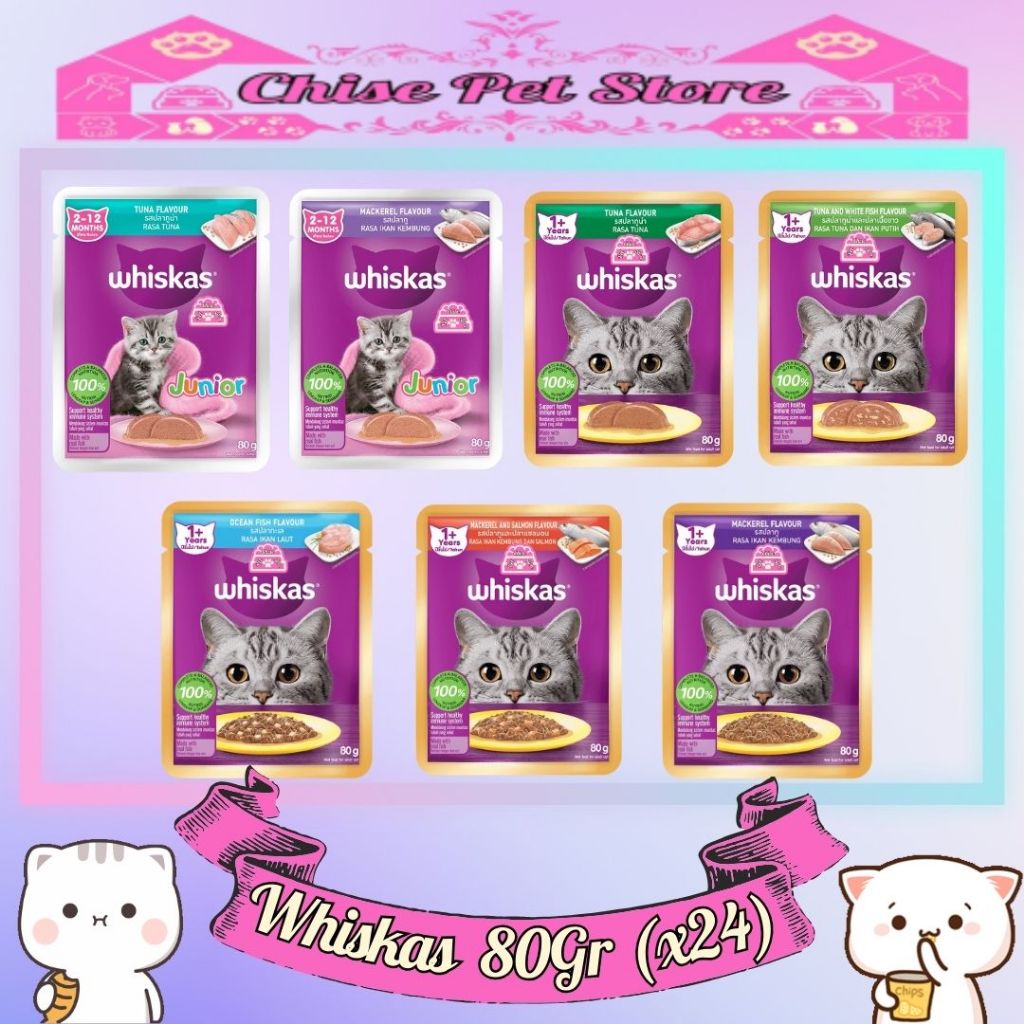 Jual Whiskas Makanan Kucing Basah Pouch 80Gr - Isi 24 | Shopee Indonesia