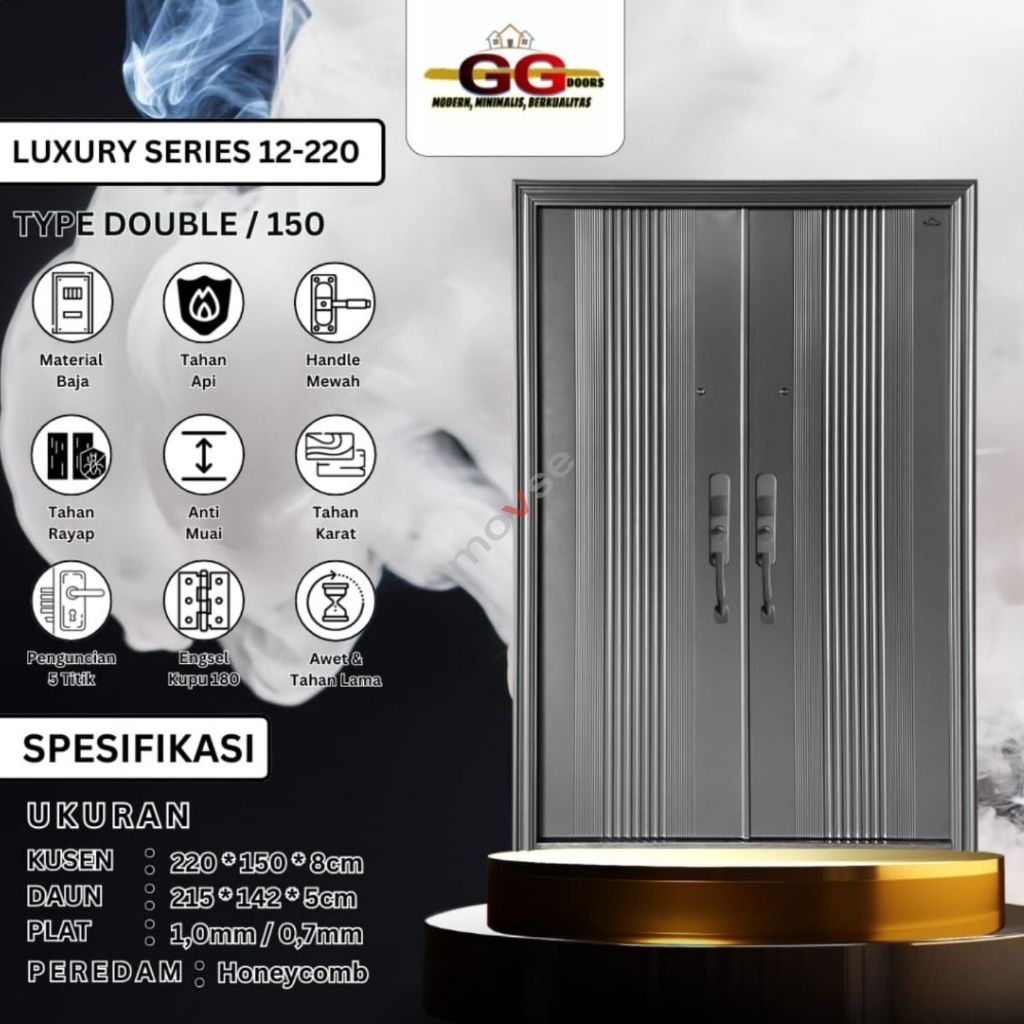 Jual GG Doors Luxury-12 Double - Pintu Baja 150 x 220 cm | Shopee Indonesia