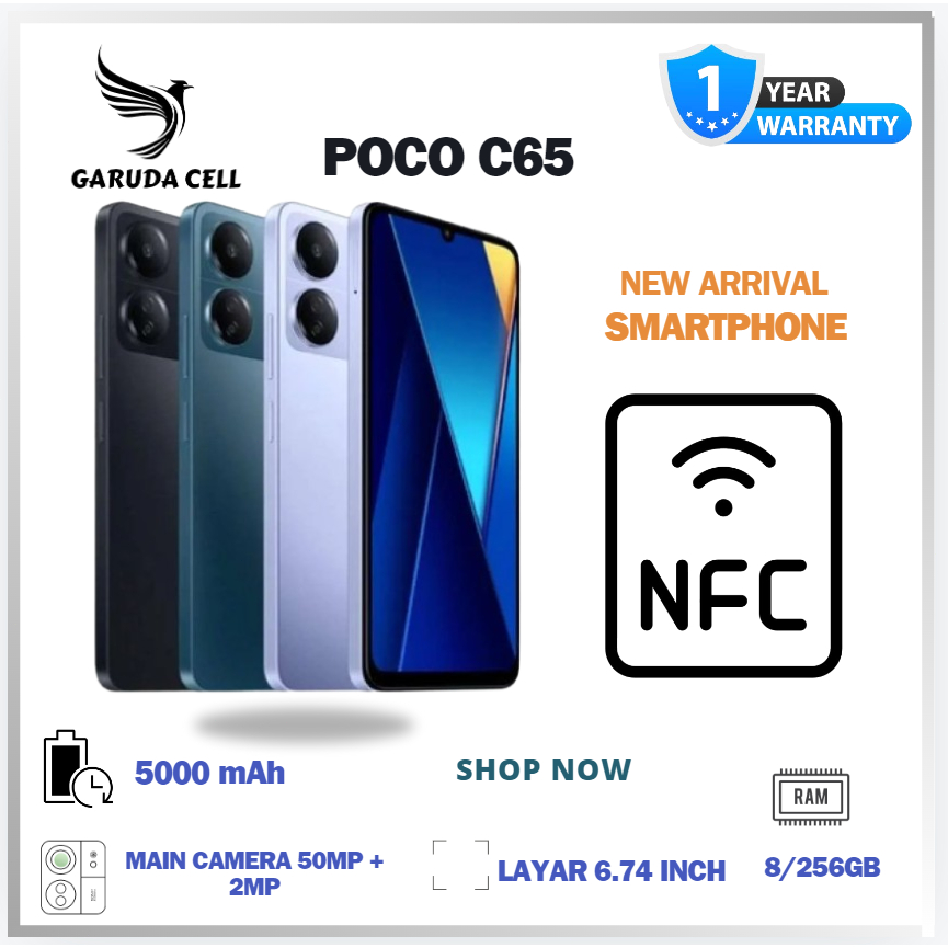 Jual EXTRA PROMO 10.10 Smartphone POCO C65 8/256GB SUPPORT NFC FULLSET/ BEST SELLER GARANSI 1 ...
