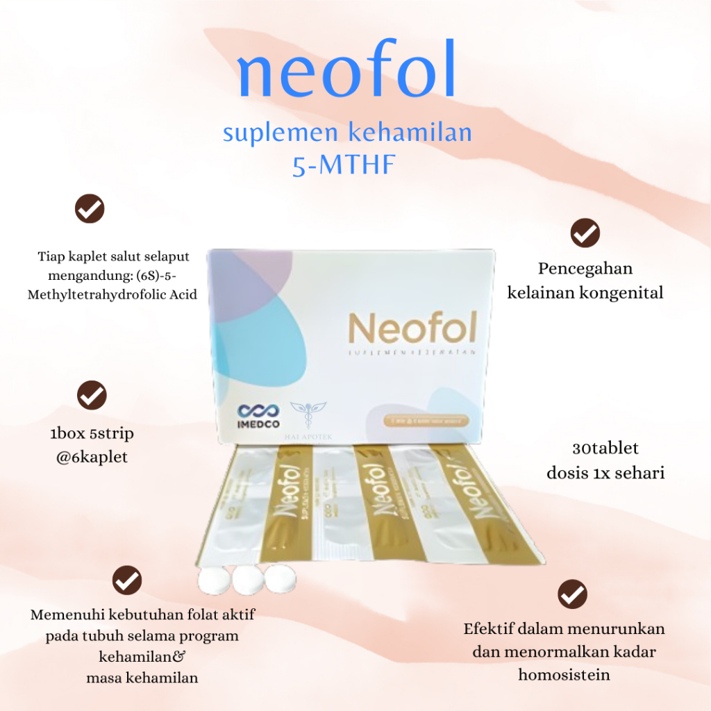 Jual NEOFOL | Suplemen Kehamilan | Folat Aktif 5-MTHF | 1 Box isi 30 ...