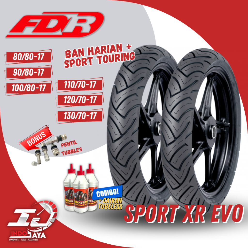 Jual (BONUS PENTIL) BAN FDR SPORT XR EVO TUBELESS (80/80 - 90/80 - 100/ ...