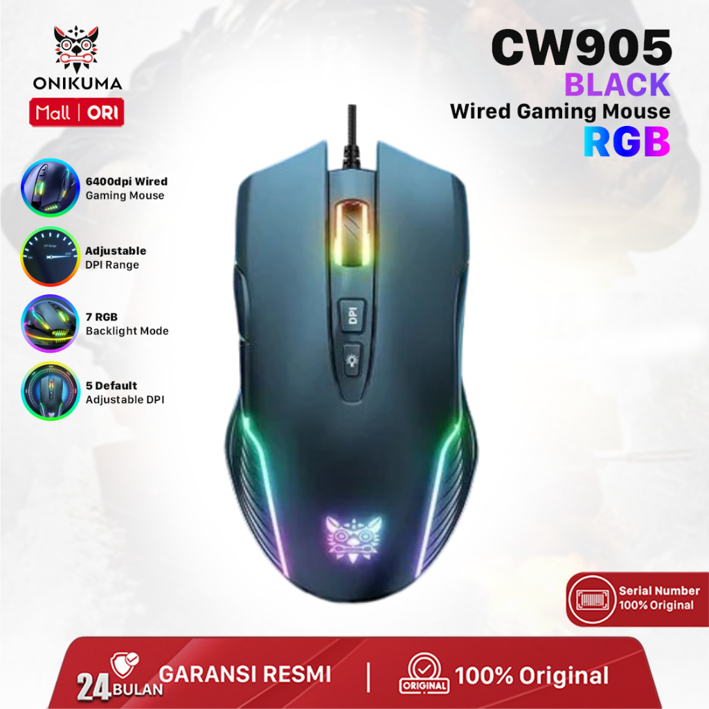 Jual ONIKUMA CW905 Mouse Gaming RGB Berkabel Black Original New 2024 ...
