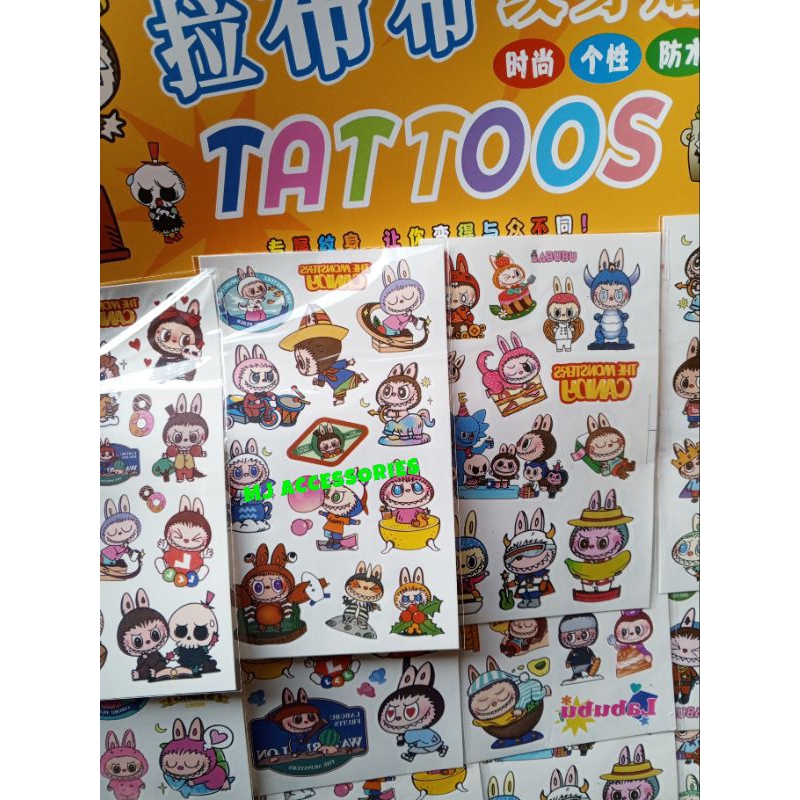 Jual (ISI 1LEMBAR 20PCS)Tato Sticker LABUBU/ Tatoo Sticker Karakter ...