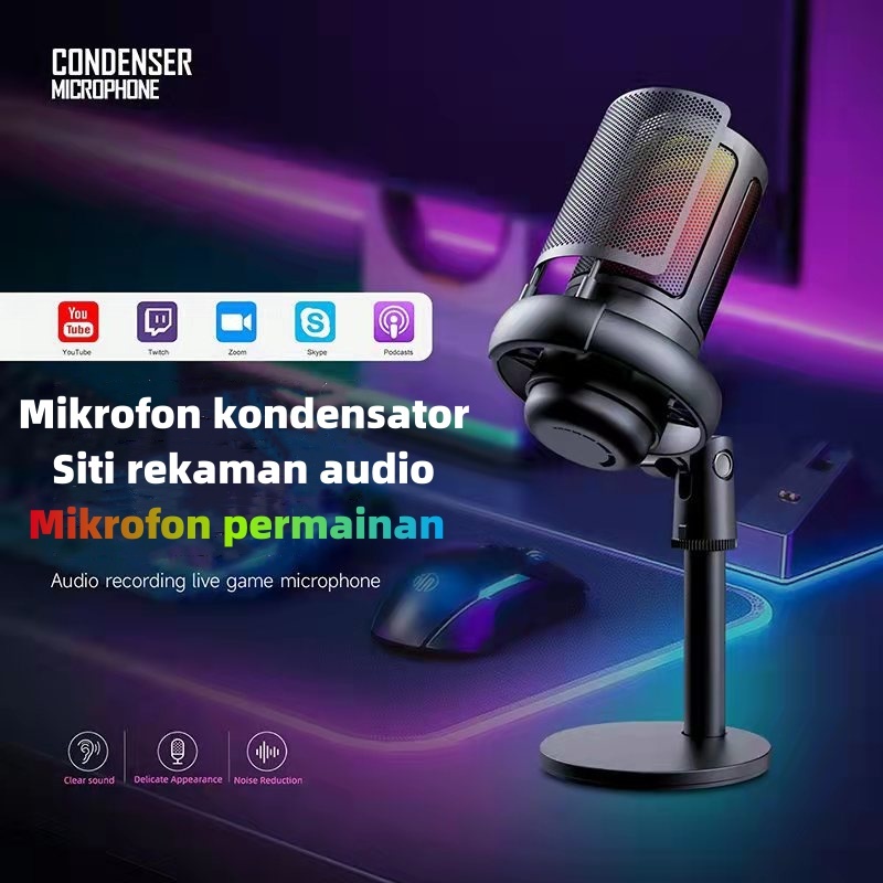 Jual Vegue-Microphone Condenser USB Mikrofon Kondensor Studio RGB Light - ME6S | Shopee Indonesia