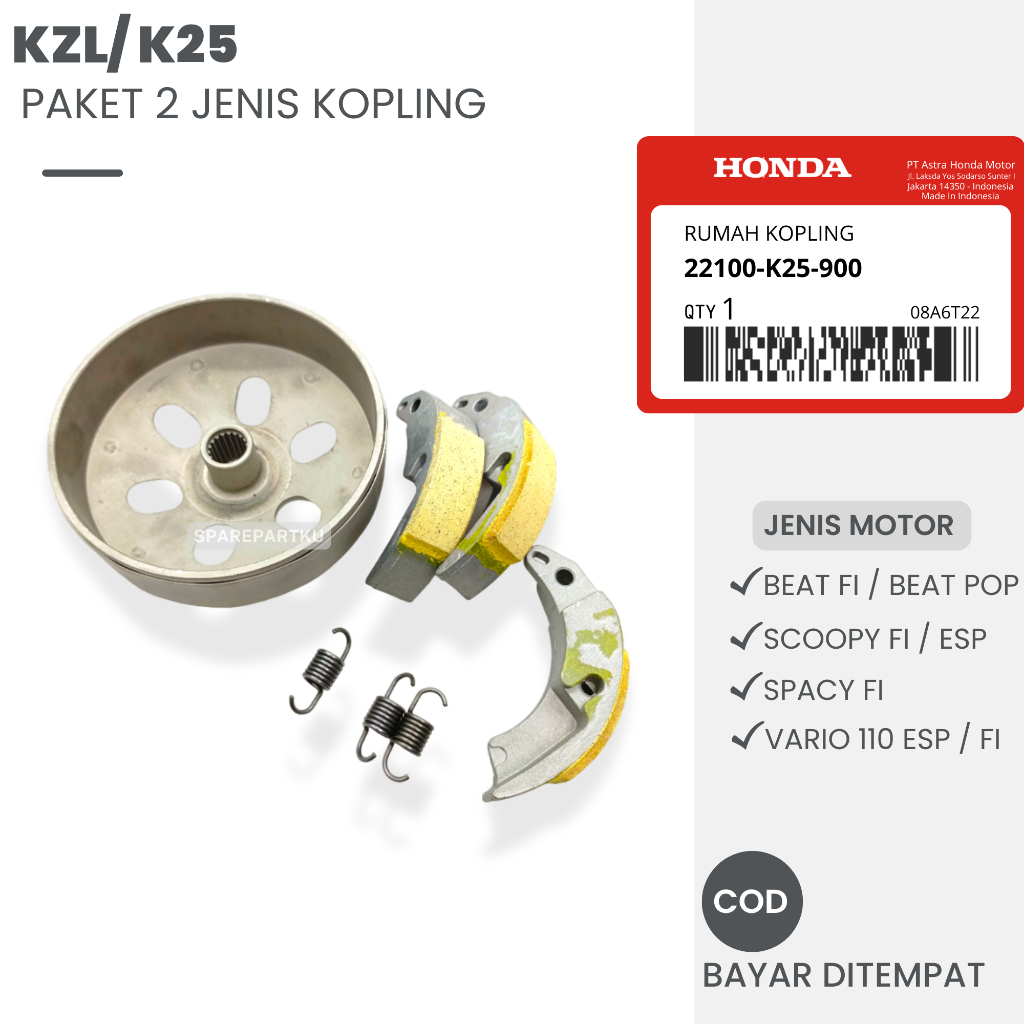 Jual (KZL) PAKET 2 JENIS MANGKOK + KAMPAS GANDA BEAT FI/ POP, SCOOPY FI/ ESP, SPACY FI, VARIO ...