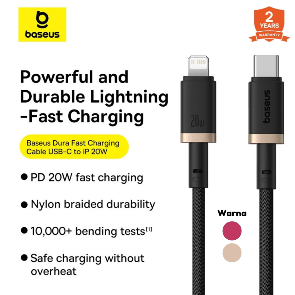 Jual Baseus Dura Kabel Data Lightning iPhone to Type-C 20W Panjang ...