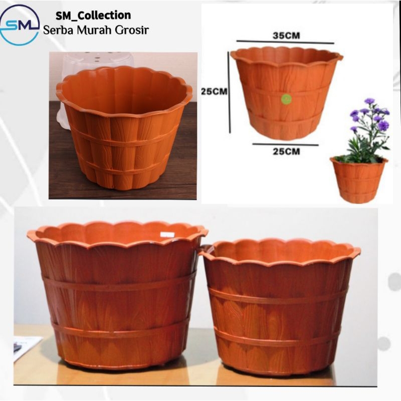 Jual pot bunga plastik model bambu/pot bunga tanaman/pot bunga warna ...