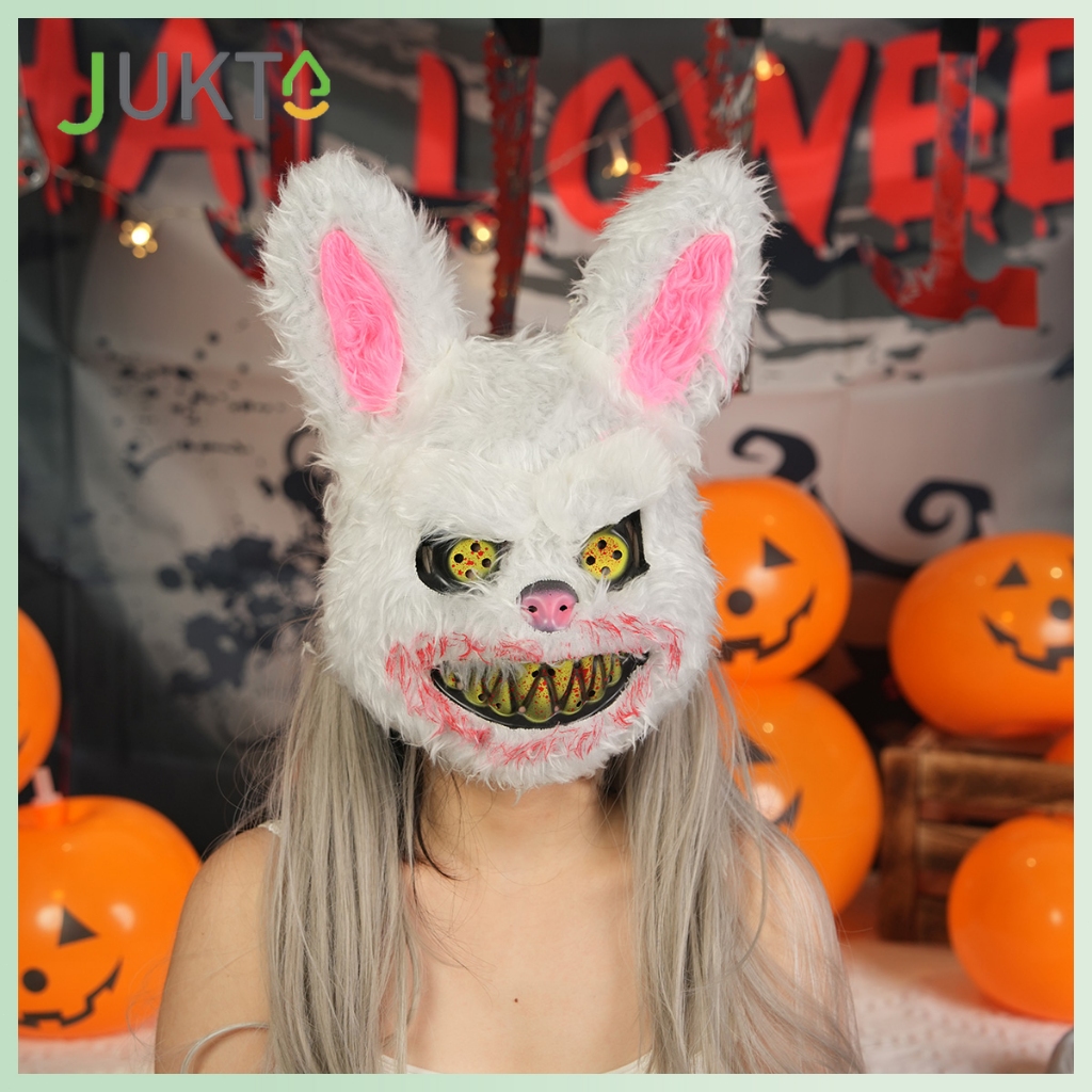 Jual JUKTA Topeng Kelinci Berdarah Scary Rabbit Putih Halloween Prank ...