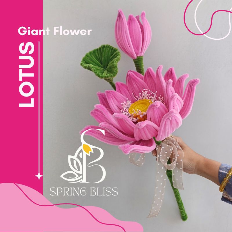 Jual Giant Flower/Bunga kawat bulu/Lotus flower pipe cleaner/Gift ...