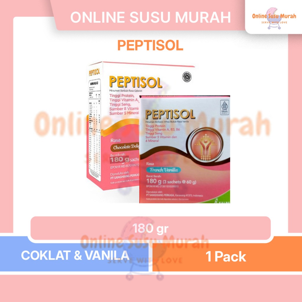 Jual PEPTISOL VANILA COKLAT 180GR NUTRISI TINGGI PROTEIN RENDAH RESIDU ...
