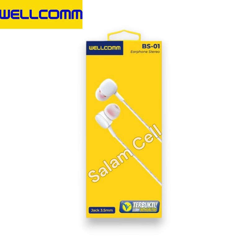 Jual Headset WELLCOMM BS01 Xtra Bass Anti kusut Original Wellcoom Bs 01 ...