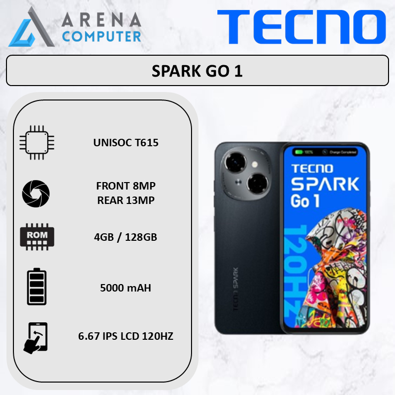 Jual Tecno Spark Go 1 3/64GB 4/64GB 4/128GB - Unisoc T615 - IPS LCD 120Hz - Garansi Resmi Tecno ...