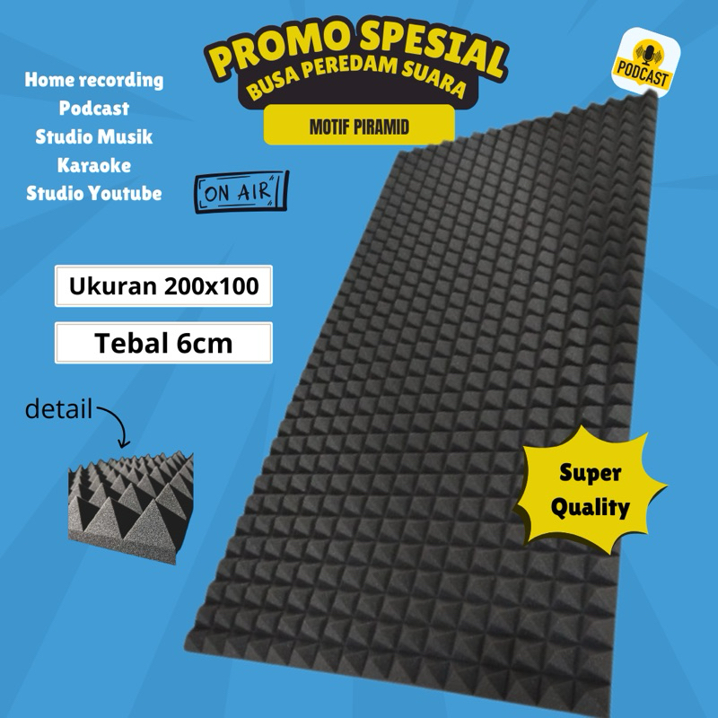 Jual Busa Peredam Suara Piramid 200x100x6cm - Akustik Studio Motif ...