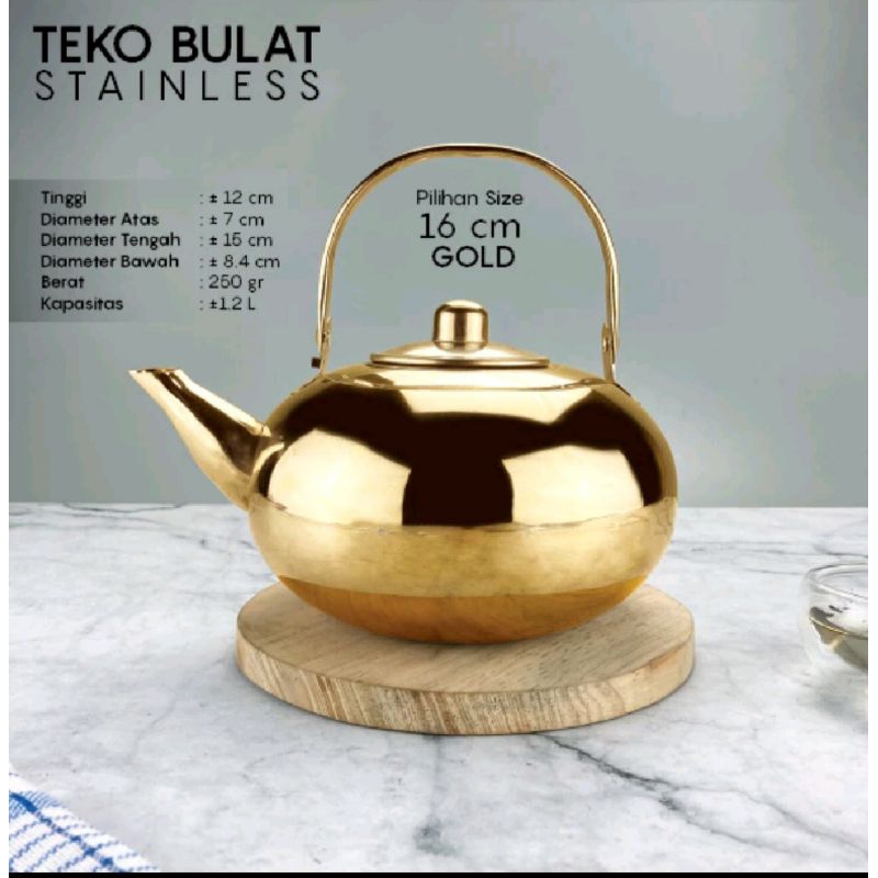 Jual Teko Emas Stainless Tea Pot 1L | Shopee Indonesia