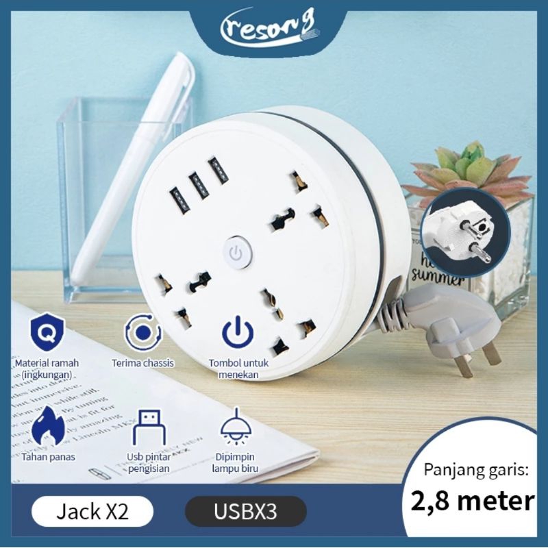 Jual Kabel Roll Travel 2.8 M + Switch 3L 3USB Port Sambungan Kabel ...