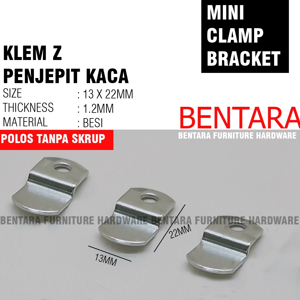 Jual 20MM KLEM Z-MINI TEBAL 1.2MM / UNTUK JEPIT KACA BAHAN BESI ...