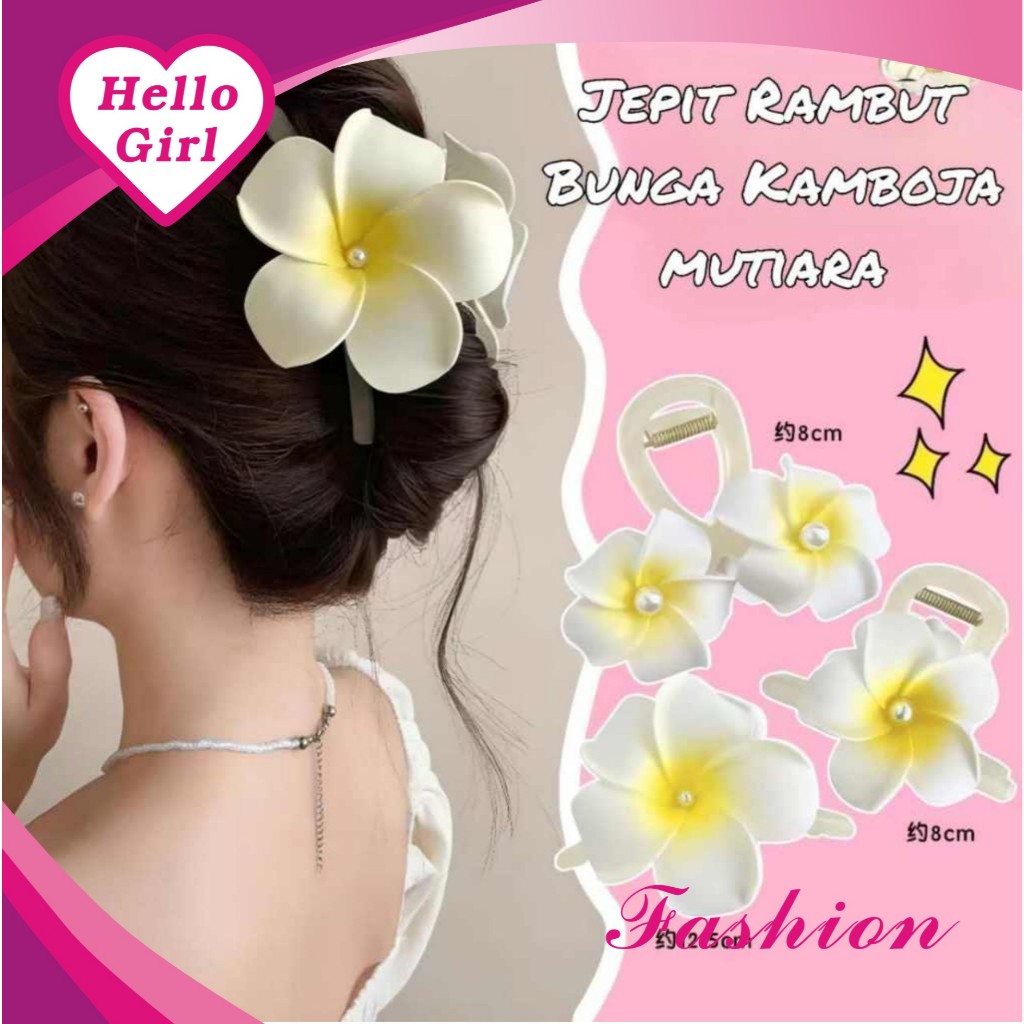 Jual (Hello Girl)F380 Jepit Rambut Bunga Kamboja Mutiara Jepit Wanita ...