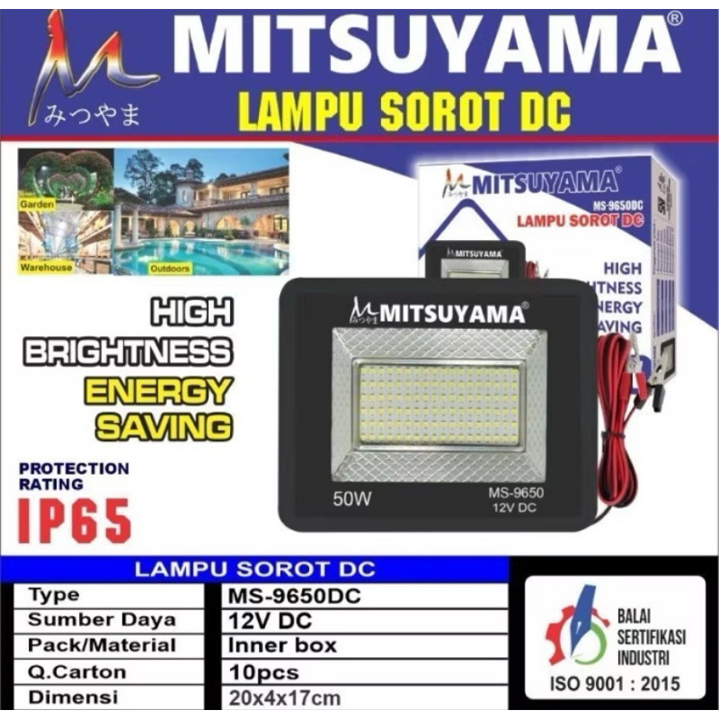 Jual Lampu Sorot LED DC 50 Watt / Lampu Tembak LED IP65 50 Watt DC Mitsuyama MS-9650DC Floodled ...