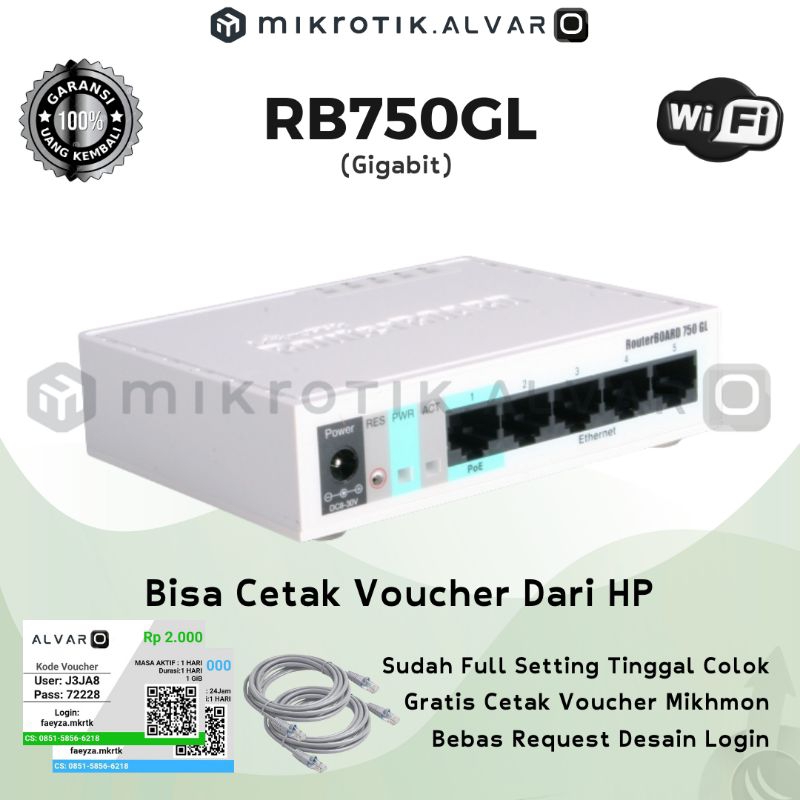 Jual MikroTik Router RB750GL Full Setting Hotspot Voucher Rt RW Net Server PPPoE Load Balance ...