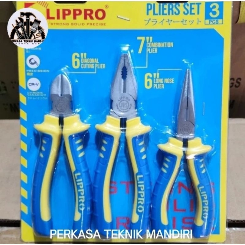 Jual Lippro Set Tang Kombinasi Potong Lancip Potong Heavy Duty | Shopee ...