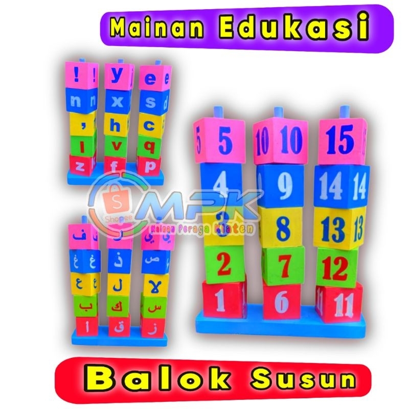 Jual MAINAN EDUKASI BALOK SUSUN ANGKA DAN HURUF BALOK SUSUN ALPABET ...