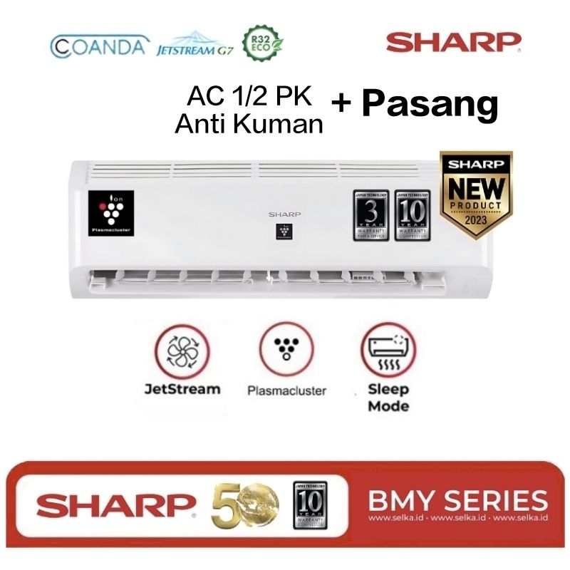 Jual AC Sharp 1/2 PK AH AP 5BMY Plasmacluster Anti Kuman Garuda Series | Shopee Indonesia