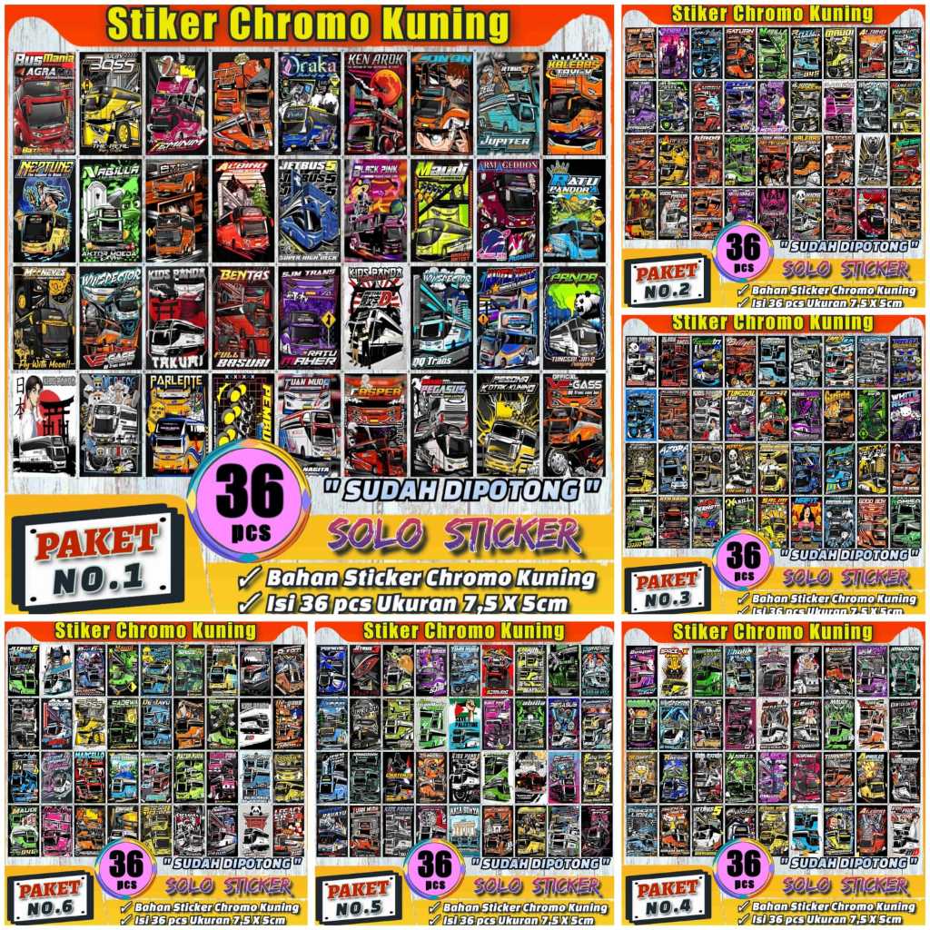 Jual Sudah Dipotong Stiker Bus Isi 36 pcs Bahan glossy anti air ...